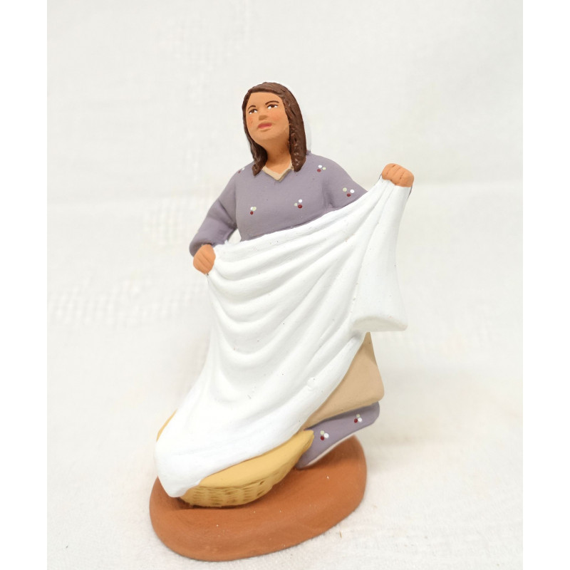 Santons Cavasse Fery, santons la lavandière 9 cm, Santons de Provence
